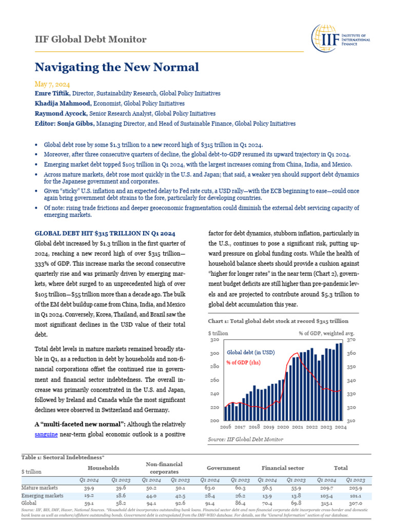 Global Debt Monitor May2024 VF | PDF