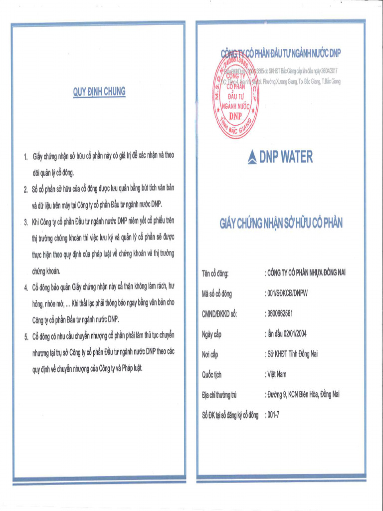 1 - SoSA Over DNPW Shares - DNP Certificate of Shares Ownership 59% | PDF