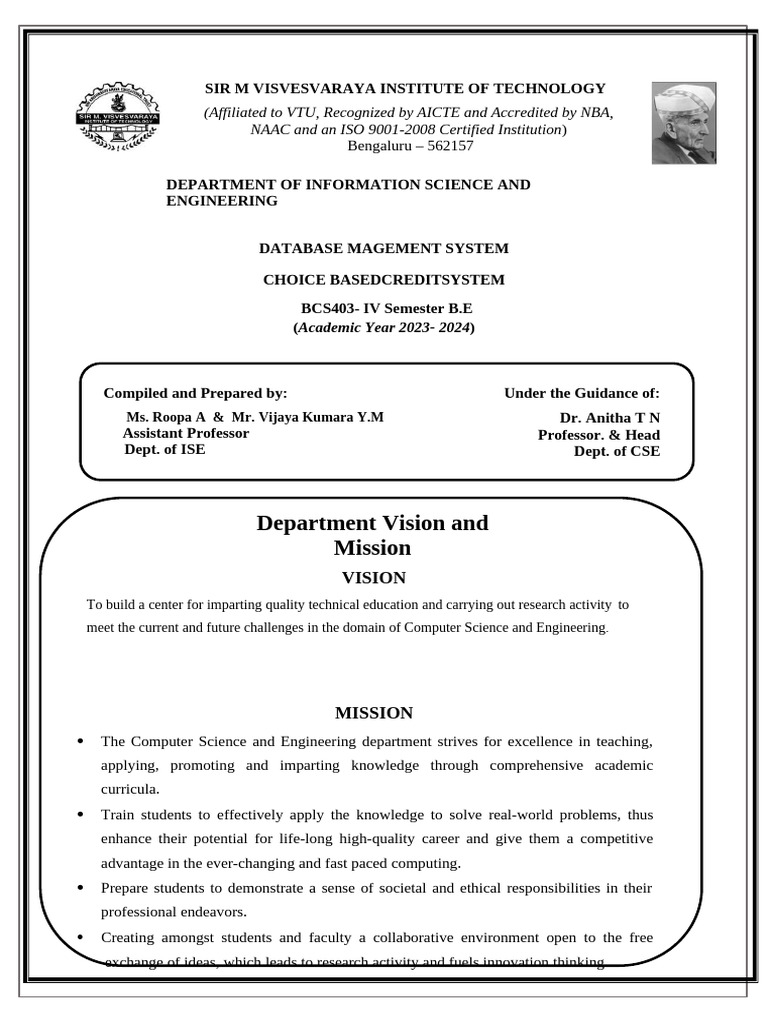 Bcs403 Updated Dbms-4 Sem | PDF