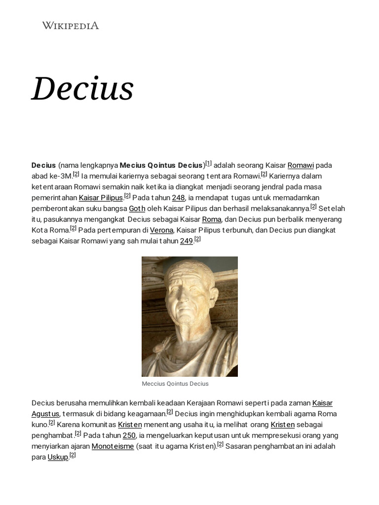 Decius - Wikipedia Bahasa Indonesia, Ensiklopedia Bebas | PDF