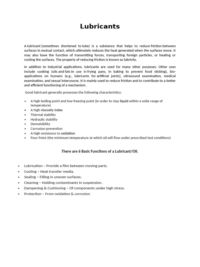Lubricants | PDF