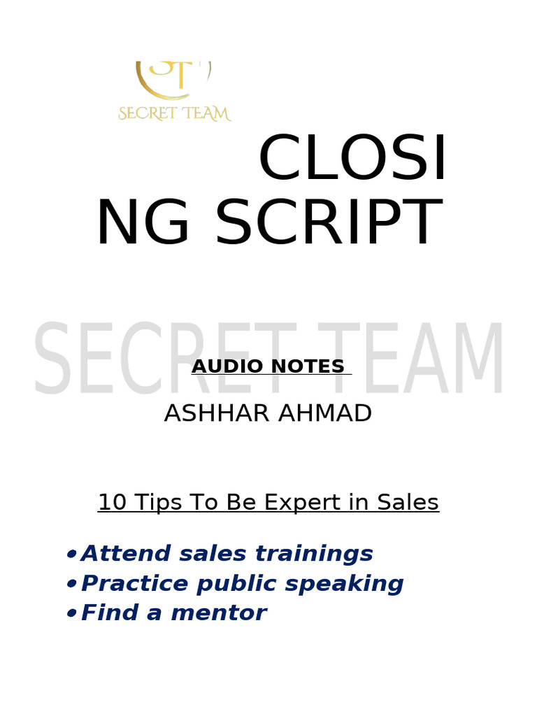 CLOSING SCRIPT by Ashhar Ahmad | PDF | Trade | Economies