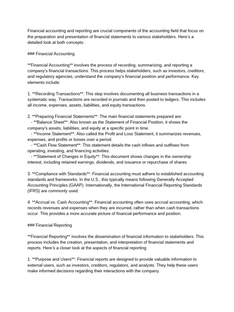 Introduction to Financial Accounting and Reporting | PDF