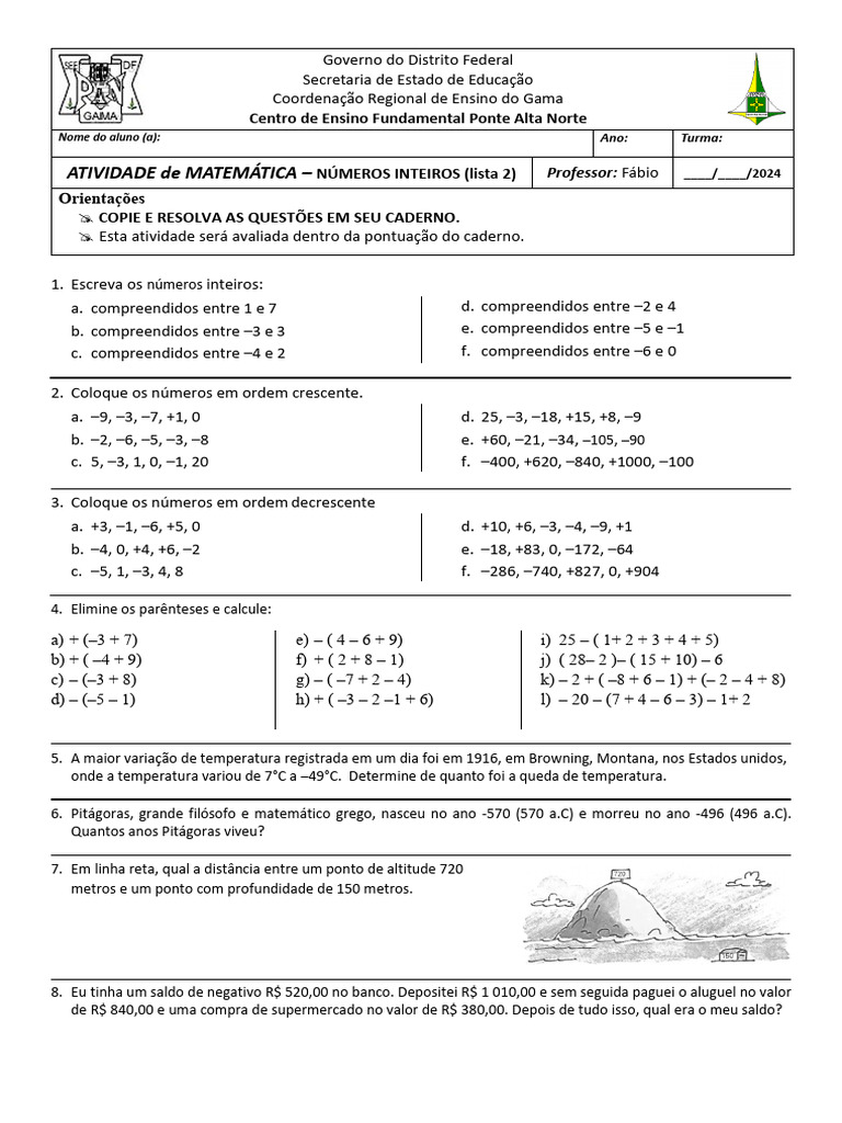 Ativ Num Negativos | PDF