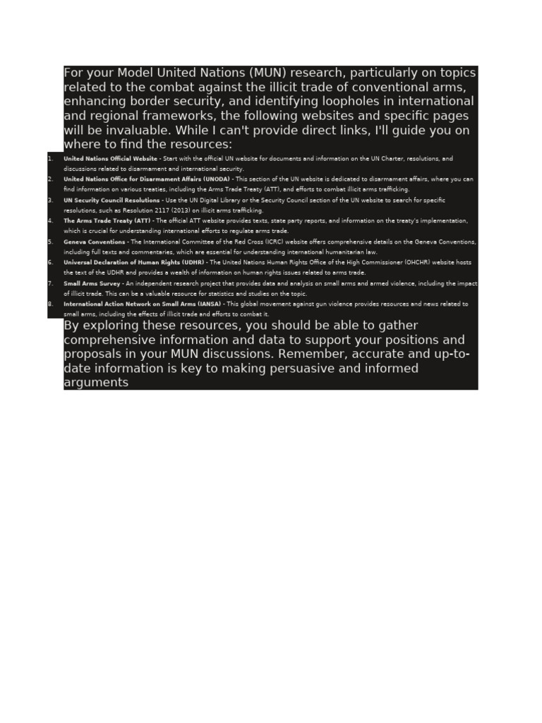 Sources FOR GSL FOR MUN | PDF | United Nations | International Relations