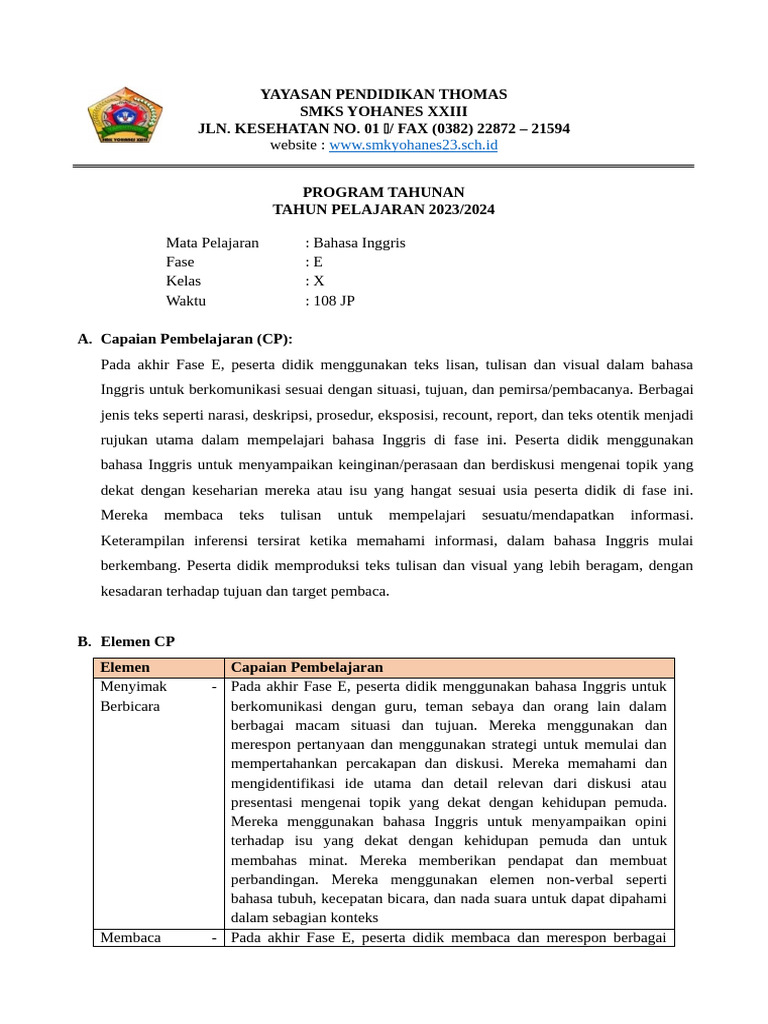 Contoh Prota | PDF