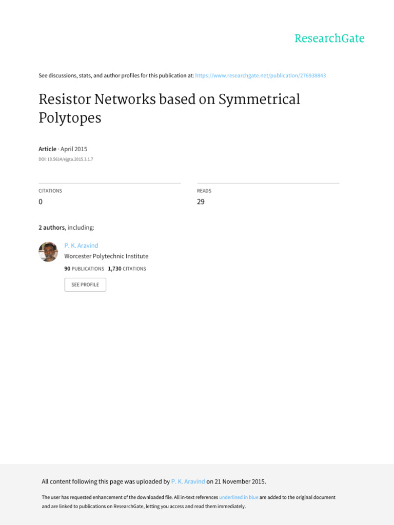Resistor Networks Based On Symmetrical Polytopes | PDF | Vertex (Geometry) | Teaching Methods ...