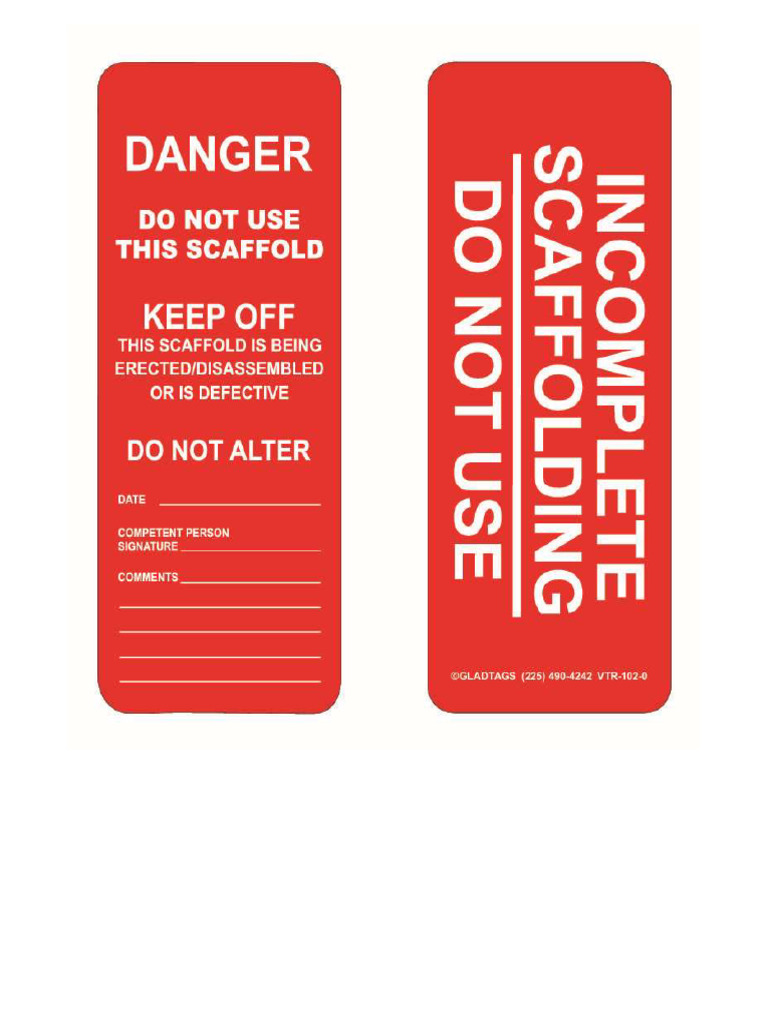 Red Tag Scoffold | PDF