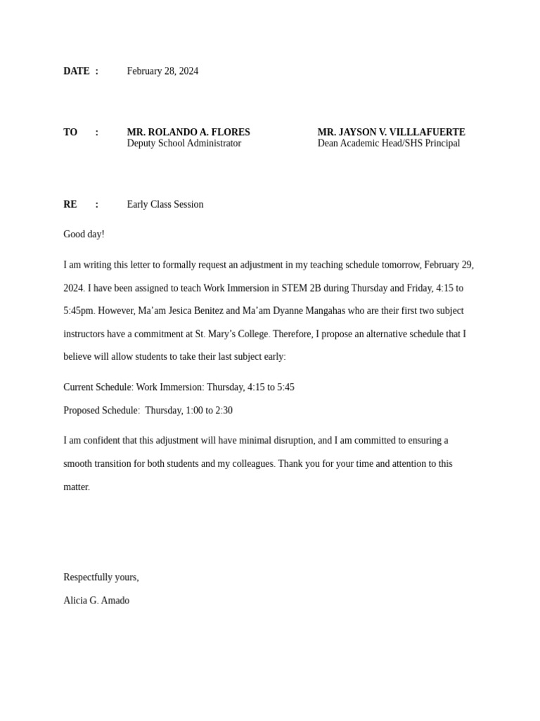 Letter of Class Adjustment | PDF