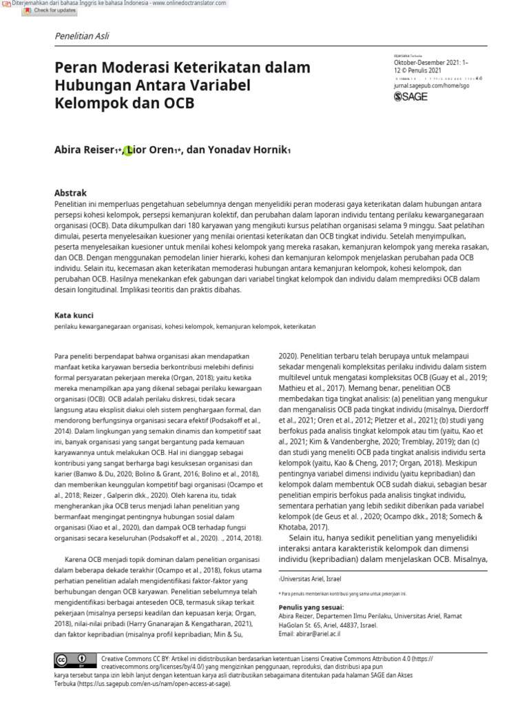Reizer Et Al 2021 The Moderating Role of Attachment in The Associations ...