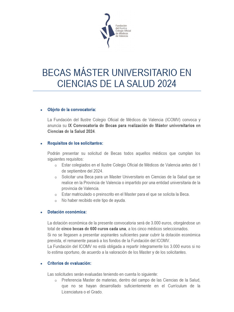 BASES Master Universitario 2024 | PDF