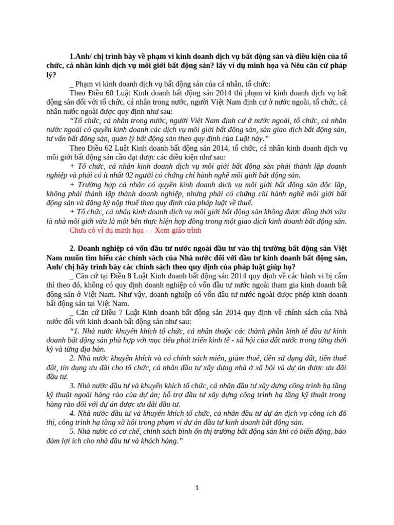 Bat Dong San (Ly Thuyet - Tinh Huong - Nhan Dinh) | PDF