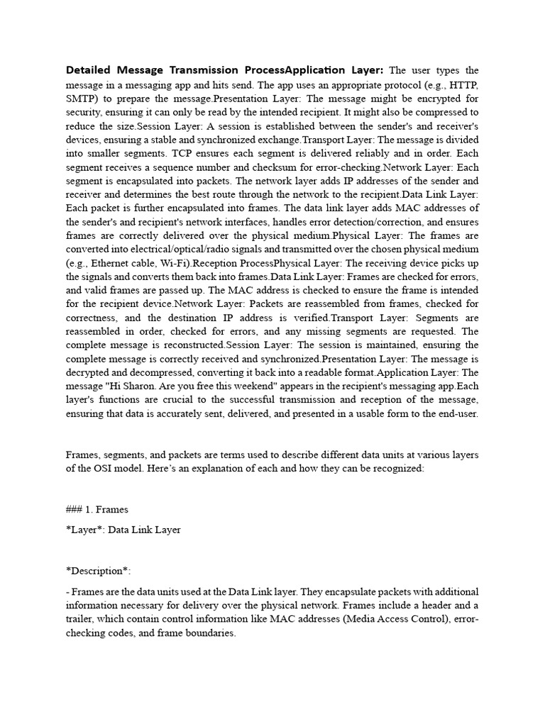 Detailed Message Transmission Processapplication Layer | PDF