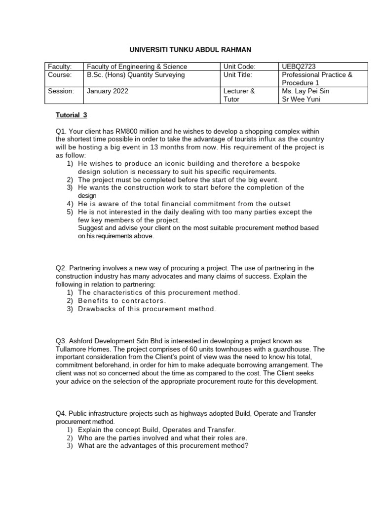 UEBQ2723 - PPP I - Tutorial 3 - Questions | PDF