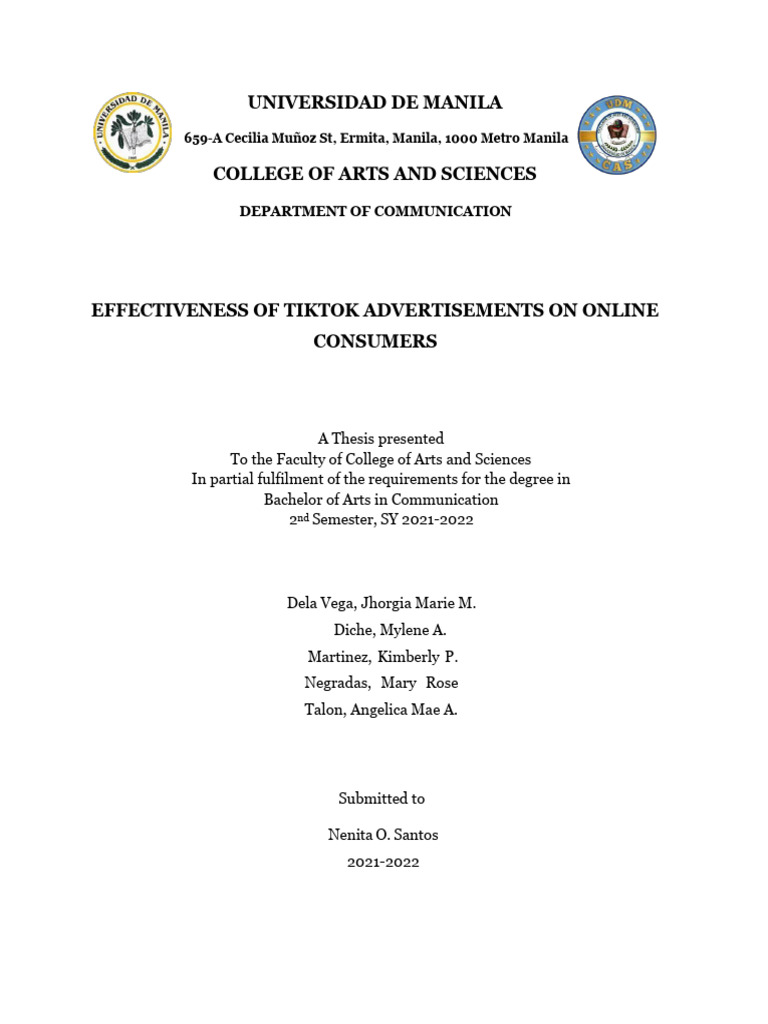 BACOMM-Effectiveness of Tiktok Advertisements On Online Consumers | PDF