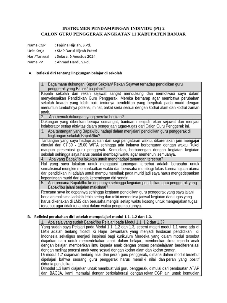 Instrumen Pendampingan Individu 2 Fajrina | PDF