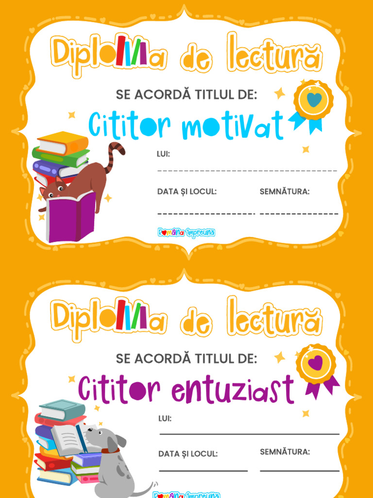 Diploma de Lectura Romana Impreuna - Diplome | PDF