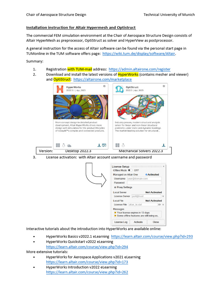 Installation Altair HyperMesh OptiStruct | PDF