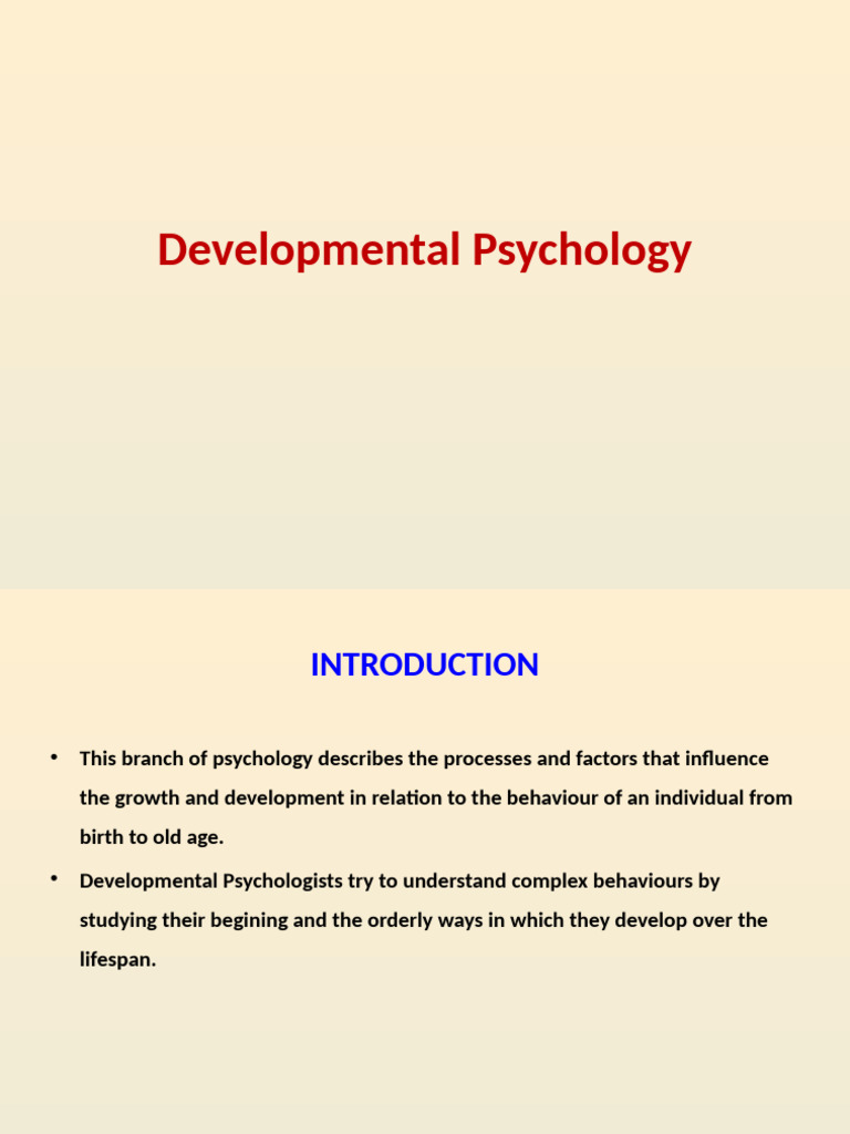Developmental Psychology | PDF | Adolescence | Self-Improvement