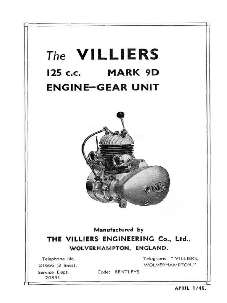 Villiers 9D Owners Manual and Spares List | PDF