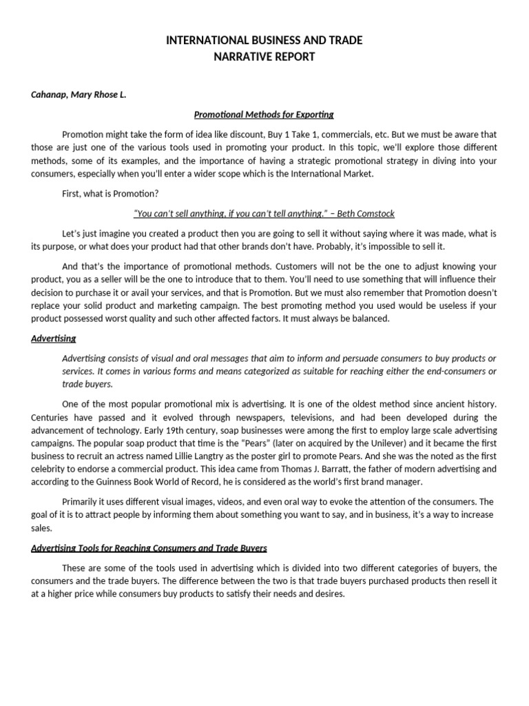 Narrative Report | PDF