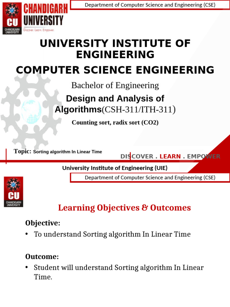 3.1 - Counting, Radix Sort-Sorting Algorithm in Linear Time | PDF