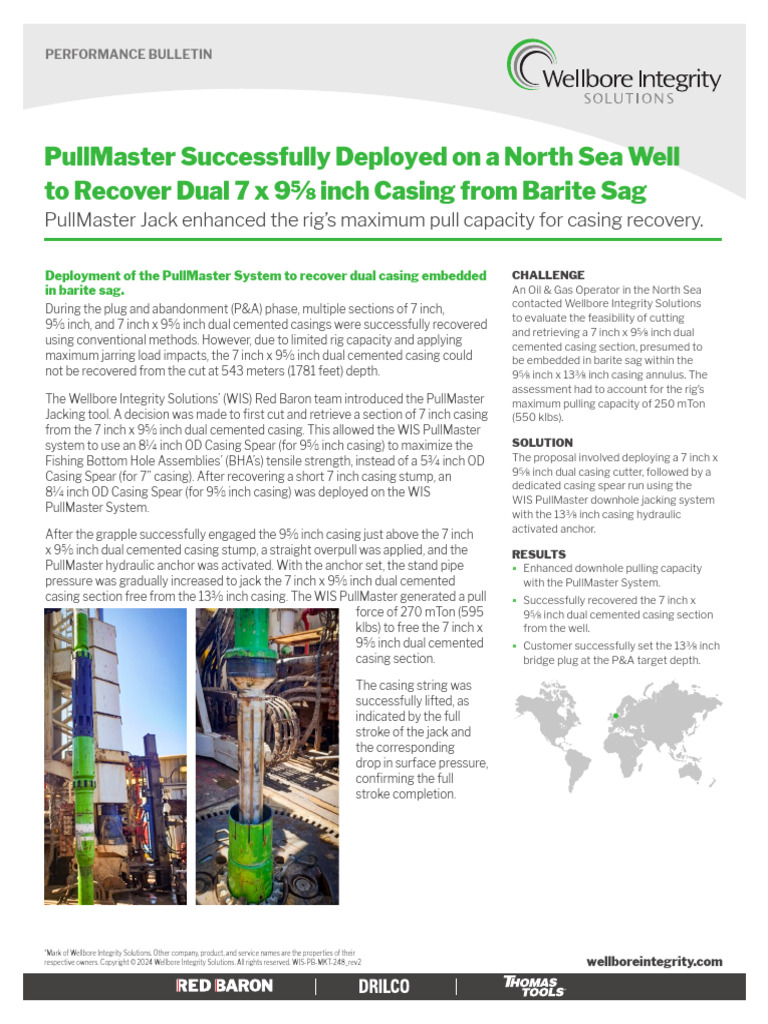 PullMaster NorthSea ESSA WIS-PB-MKT-248 | PDF | Casing (Borehole)