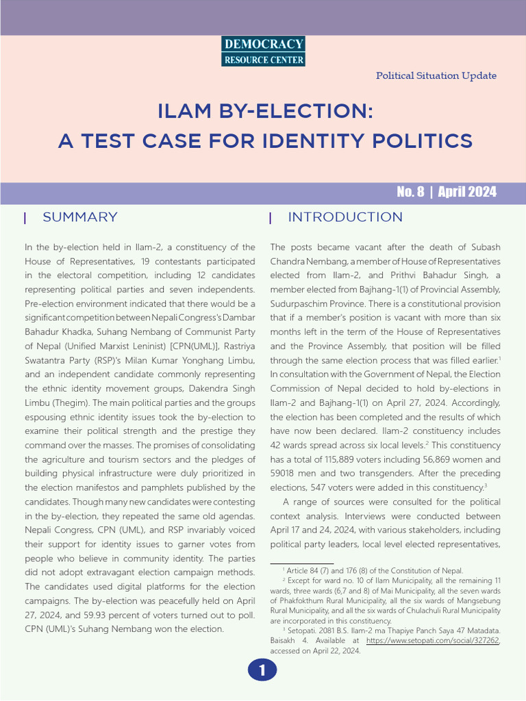 DRCN PSU 8 Ilam by Election A Test Case For Identity Politics English ...