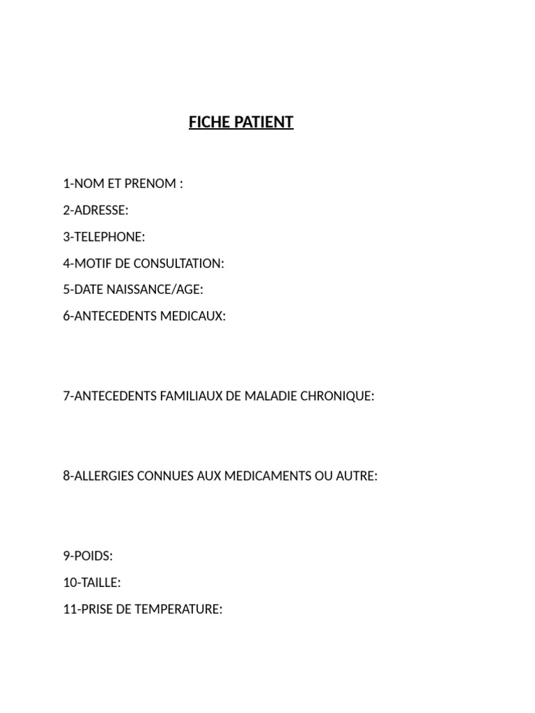 Fiche Patient | PDF