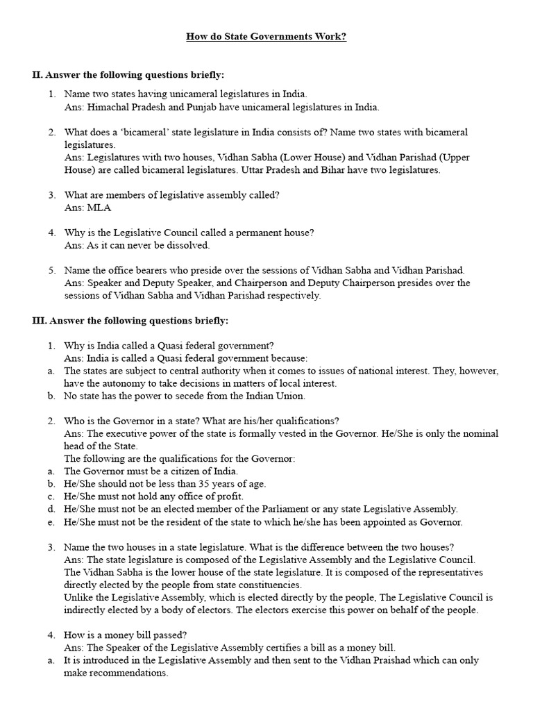 How Do The State Government Work | PDF