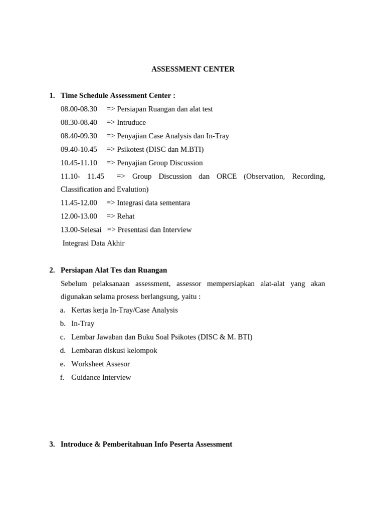 Rancangan Assesment Centre | PDF