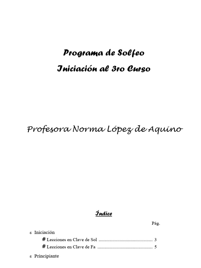 Libro de Solfeo - Inic. Al 3ro | PDF