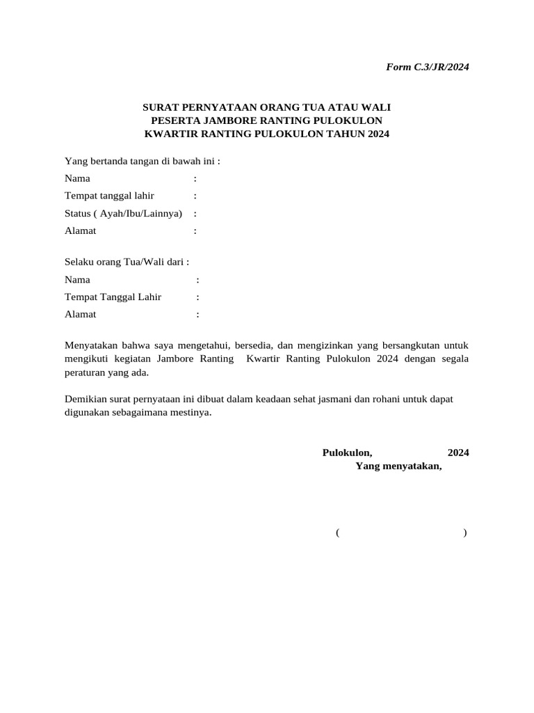 Form C.3 - JR - 2024 | PDF