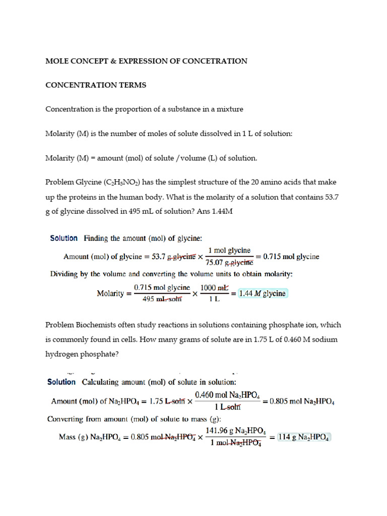 LECTURE ONE Expression of Concentration | PDF