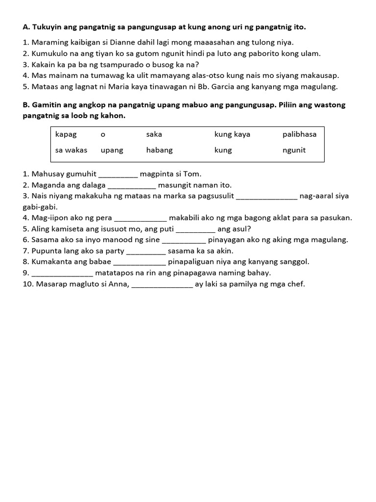 Pagsusulit - Pangatnig Modyul 1 FILIPINO 9 | PDF