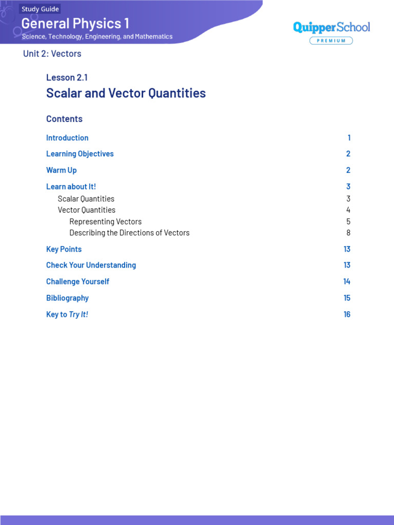 2.1 Scalar and Vector Quantities | PDF