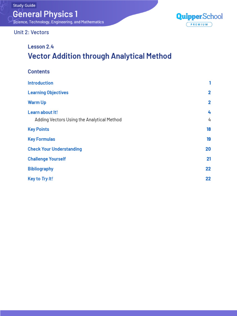 2.4 Vector Addition Through Analytical Method | PDF