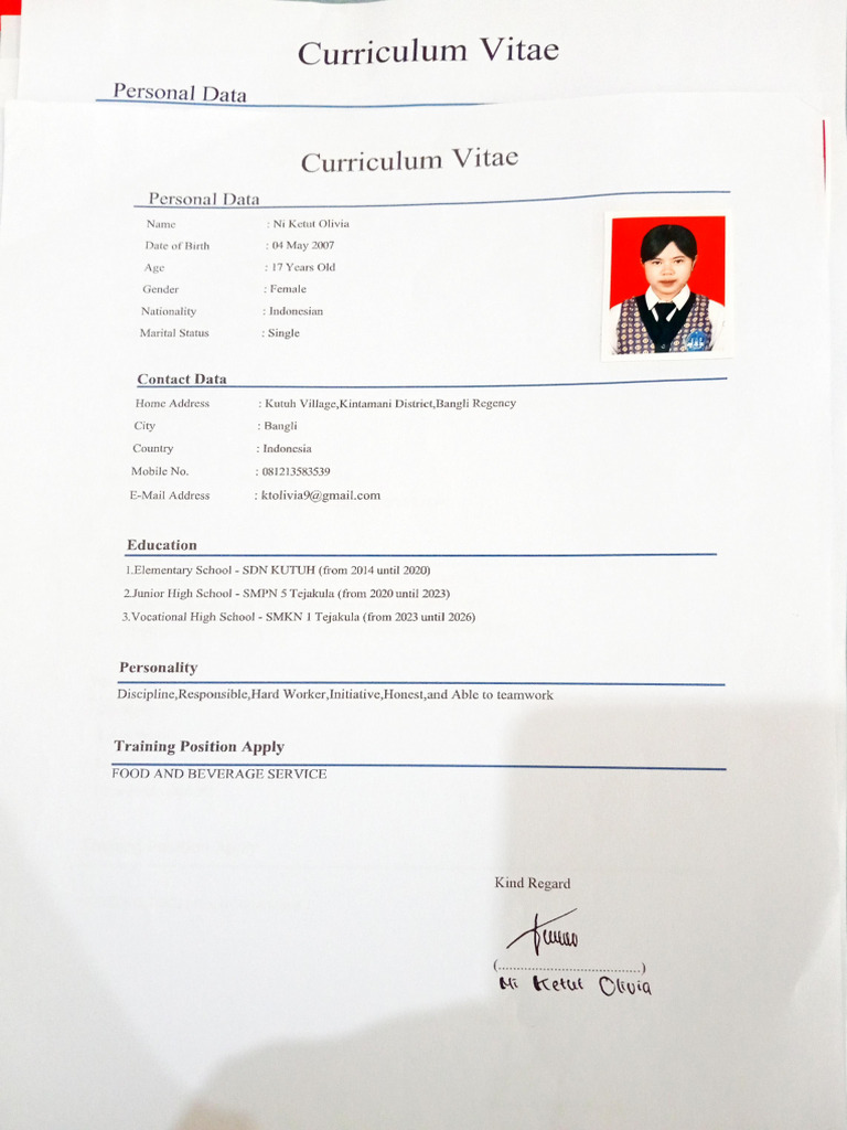 CV The One Legian | PDF