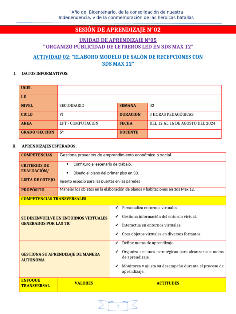 Ept Computación 5° - Sesión de Aprendizaje 02-1 | PDF