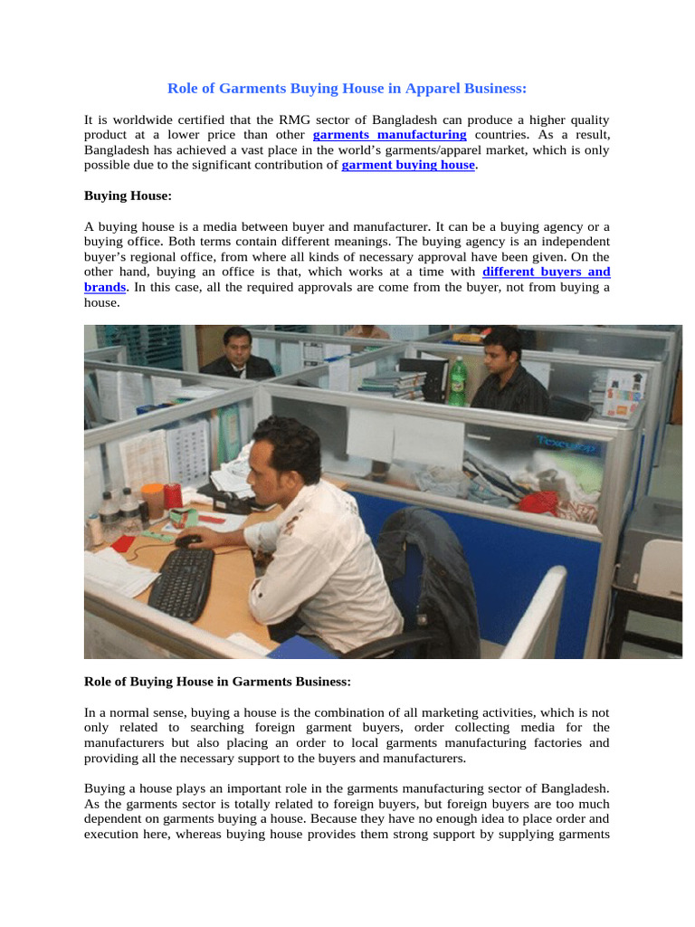Role of Garments Buying House in Apparel Business | PDF