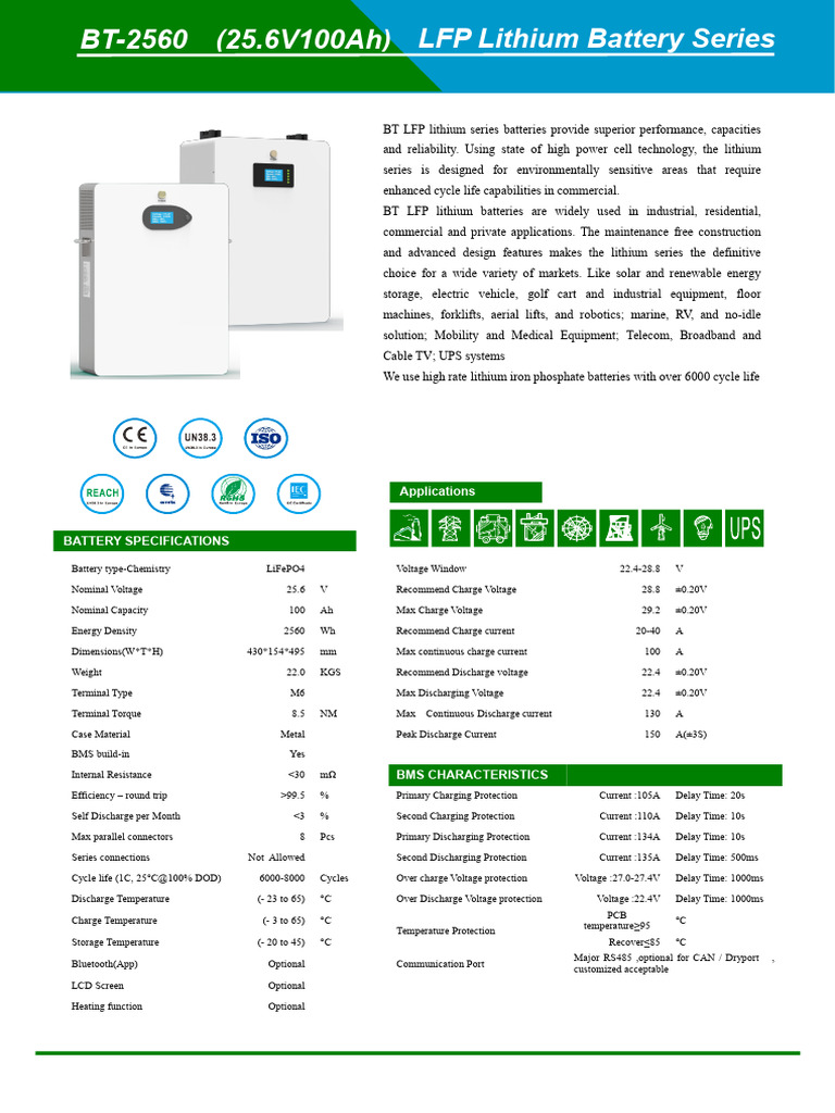 BT-2.56KWH BMS 150A Wall Mounted Type | PDF