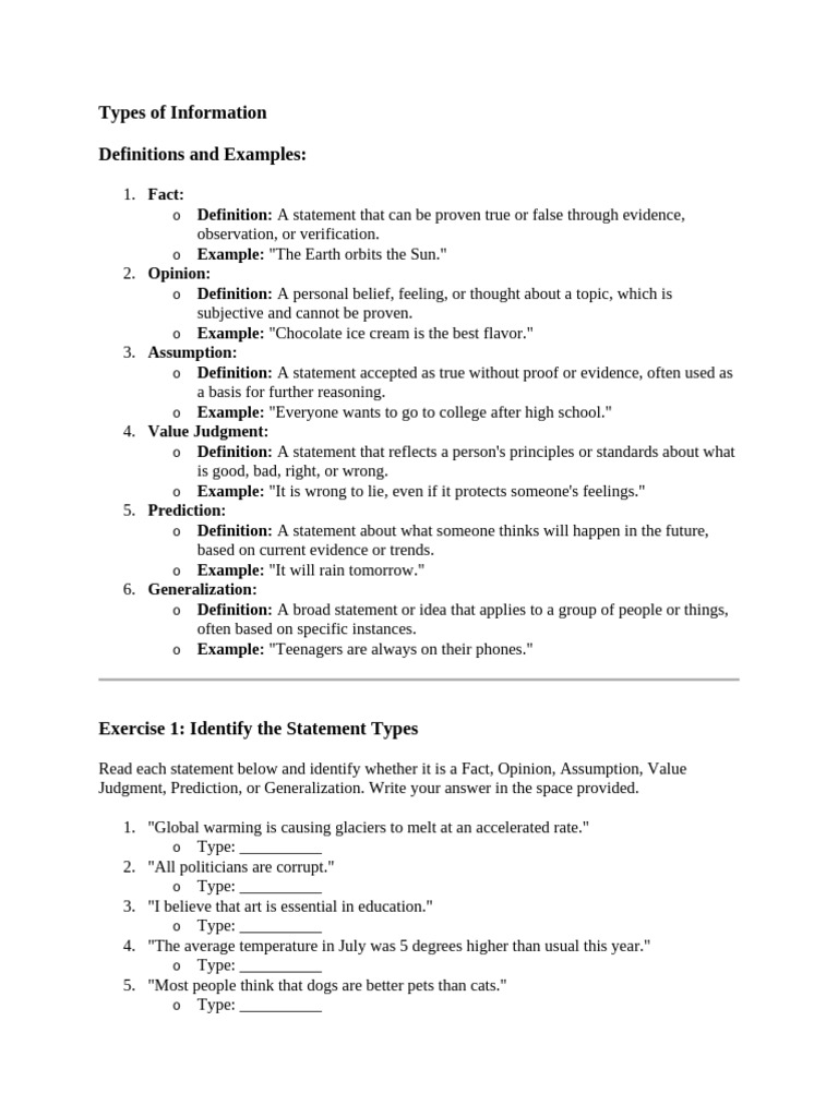 Types of Information | PDF | Evidence | Social Science
