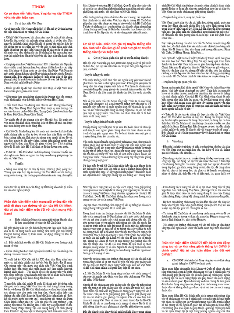 TTHCM Cheat Sheet | PDF