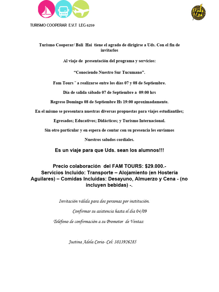 INVITACION AL FAM TOUR 2024 (6) Jus | PDF