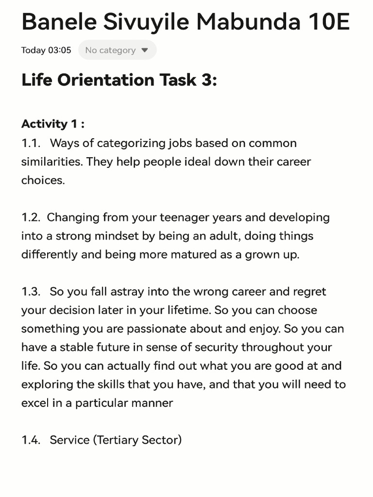 Life Orientation Task | PDF
