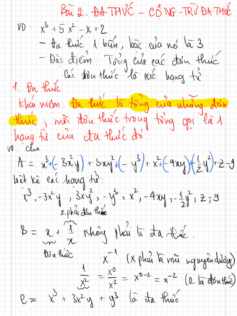 Bu I 5. Đa TH C - C NG TR Đa TH C | PDF