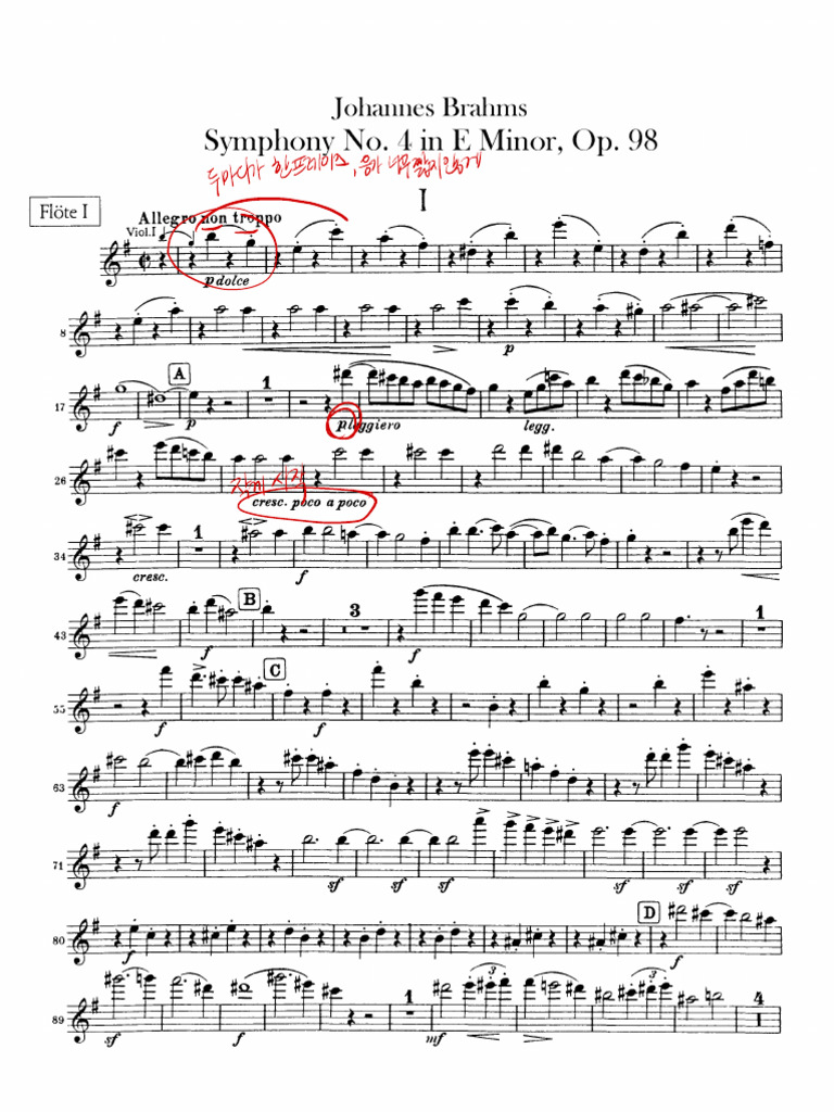 Brahms - Symphony No.4 Flute | PDF