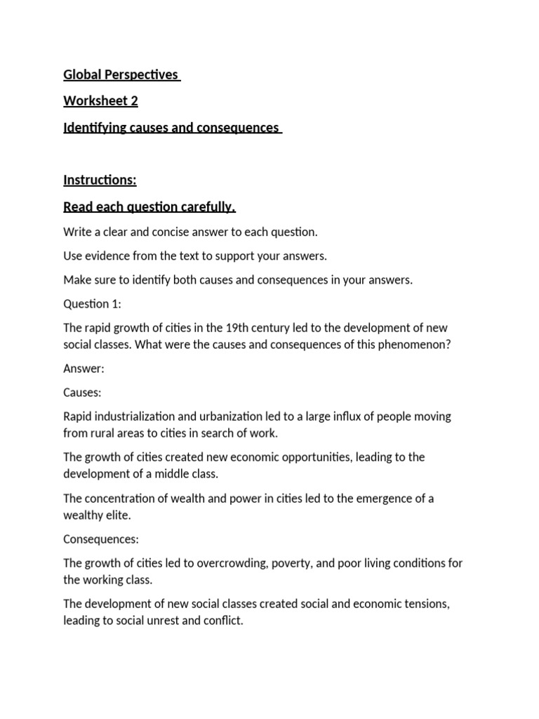 Global Perspectives Worksheet 2 | PDF | Globalization | Politics