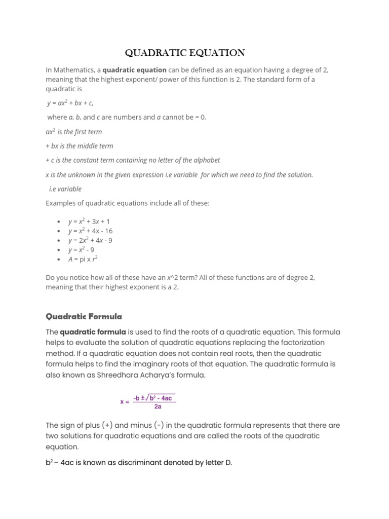 QUADRATIC EQUATION Complete The Square | PDF