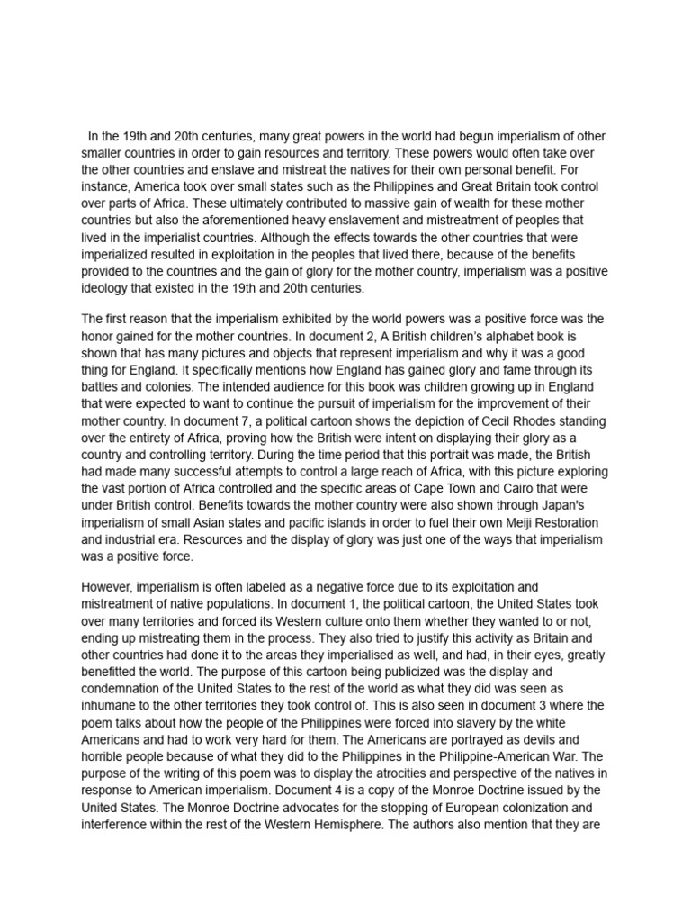 Imperialism DBQ | PDF